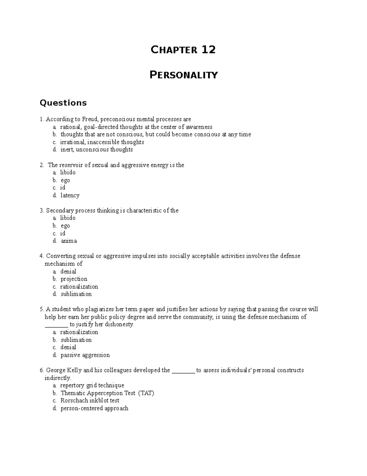 Ch12 Personality - Psychology-in-Action - CHAPTER 12 PERSONALITY ...