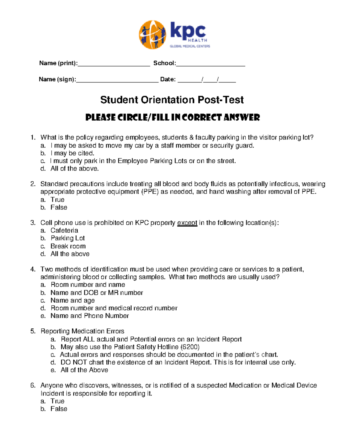 Student Post-Test 2021 - Name (print):_____________________ School ...