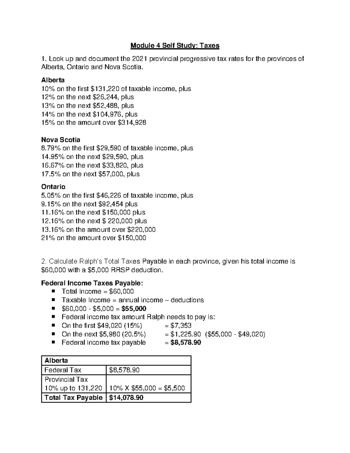 Module 4 Self Study Taxes - Answers - Module 4 Self Study: Taxes Look ...