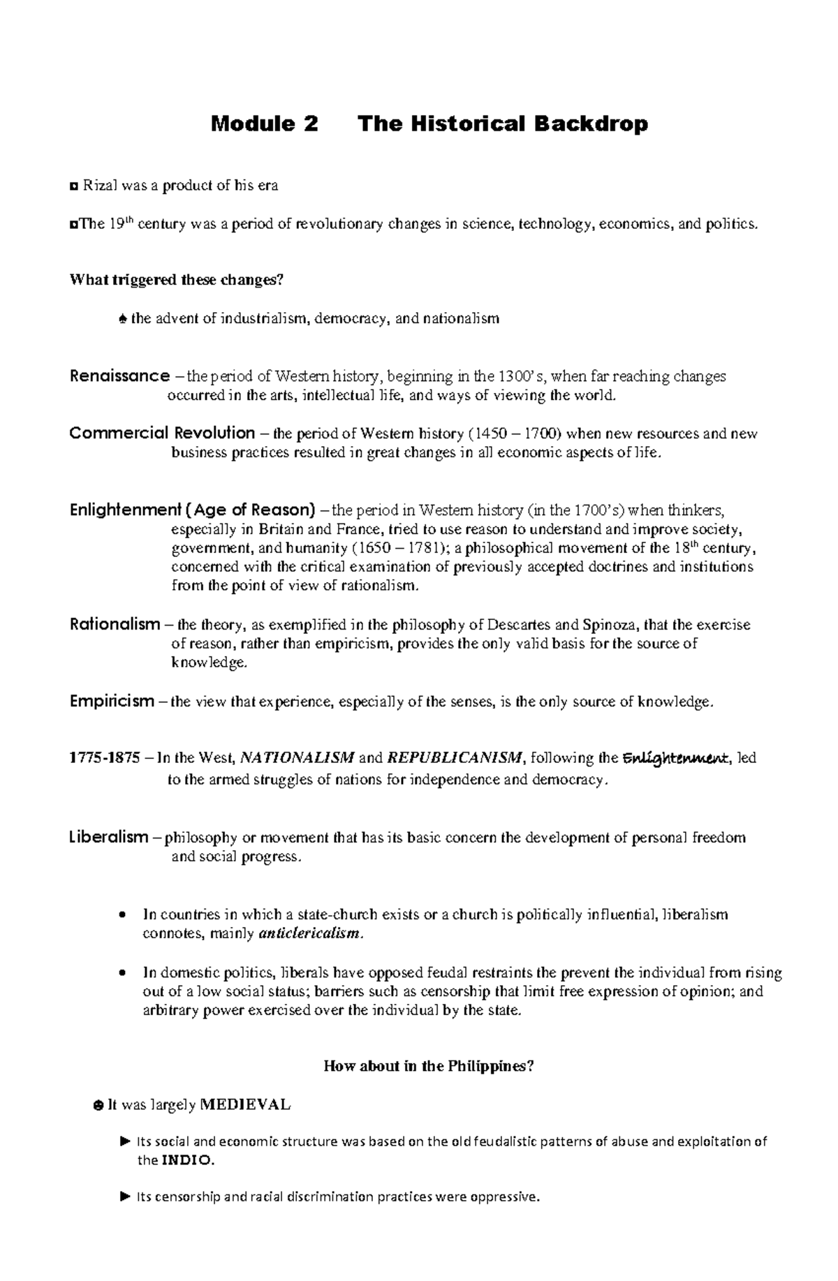 Module 2 and Module 3 - Lecture Notes - Module 2 The Historical ...
