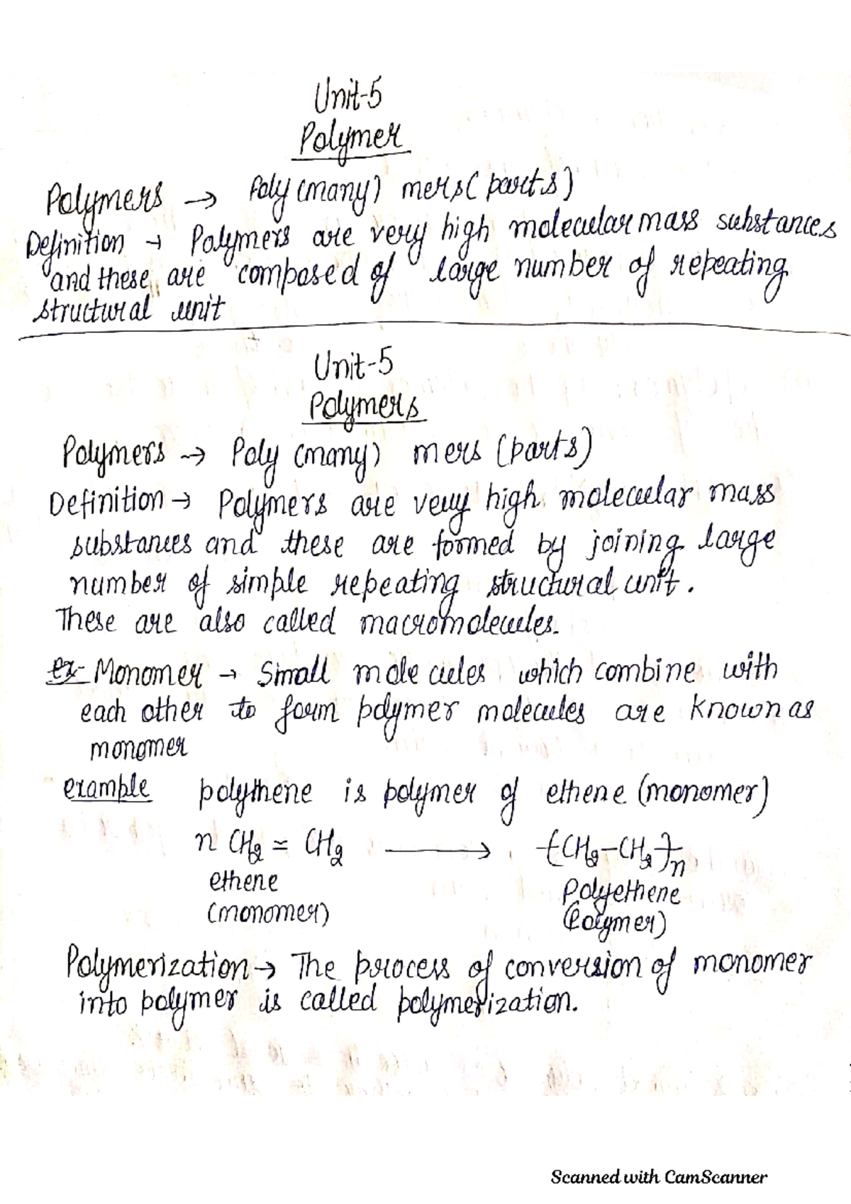 Polymer Complete Notes - Polymer Polymers Foly (many) mers( parts ...