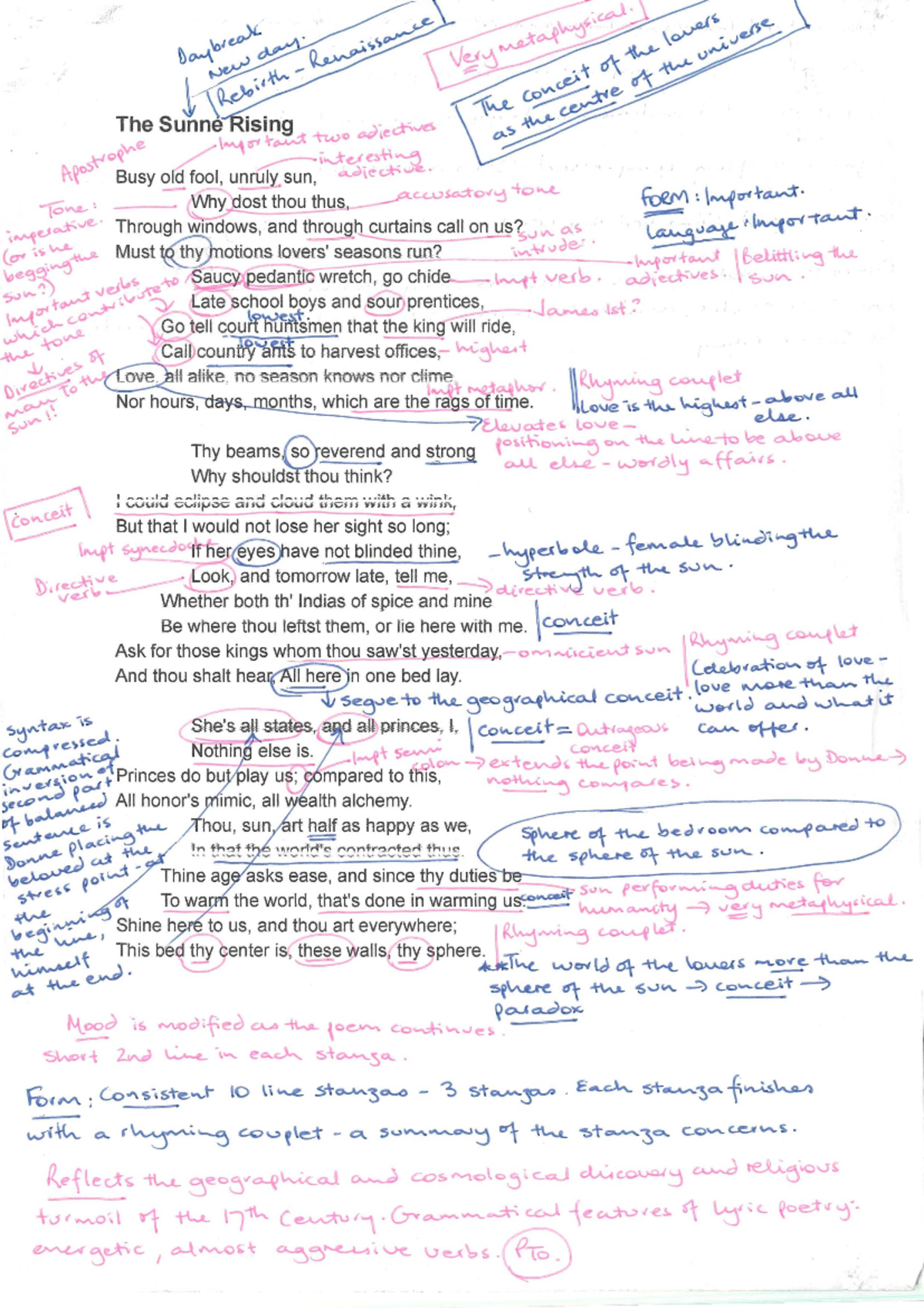 The Sunne Rising annotations - vt ‘ised one Why. dost thou thu oS FORM ...