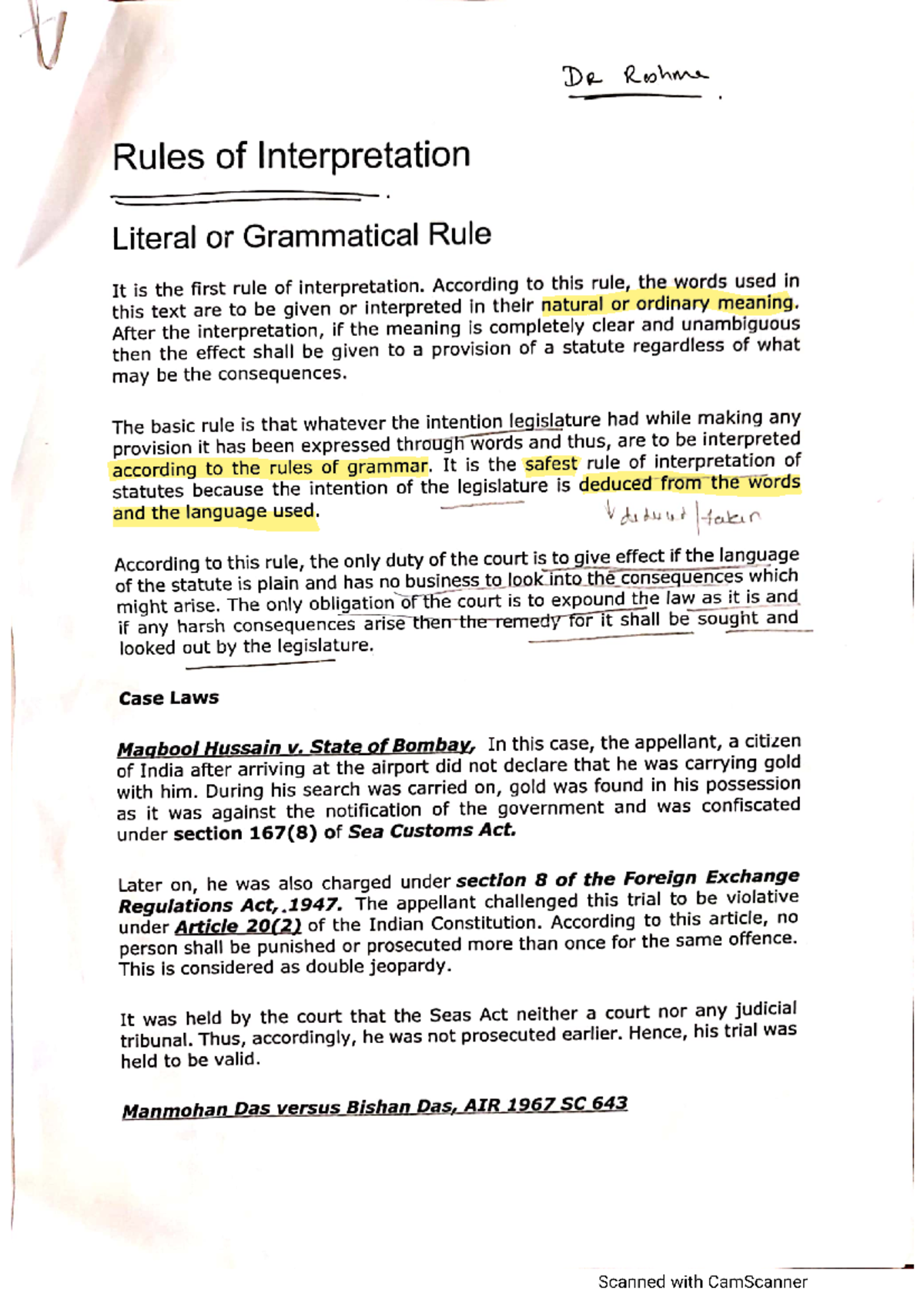 IOS - Rules of Interpretation - Interpretation of Statutes - Studocu