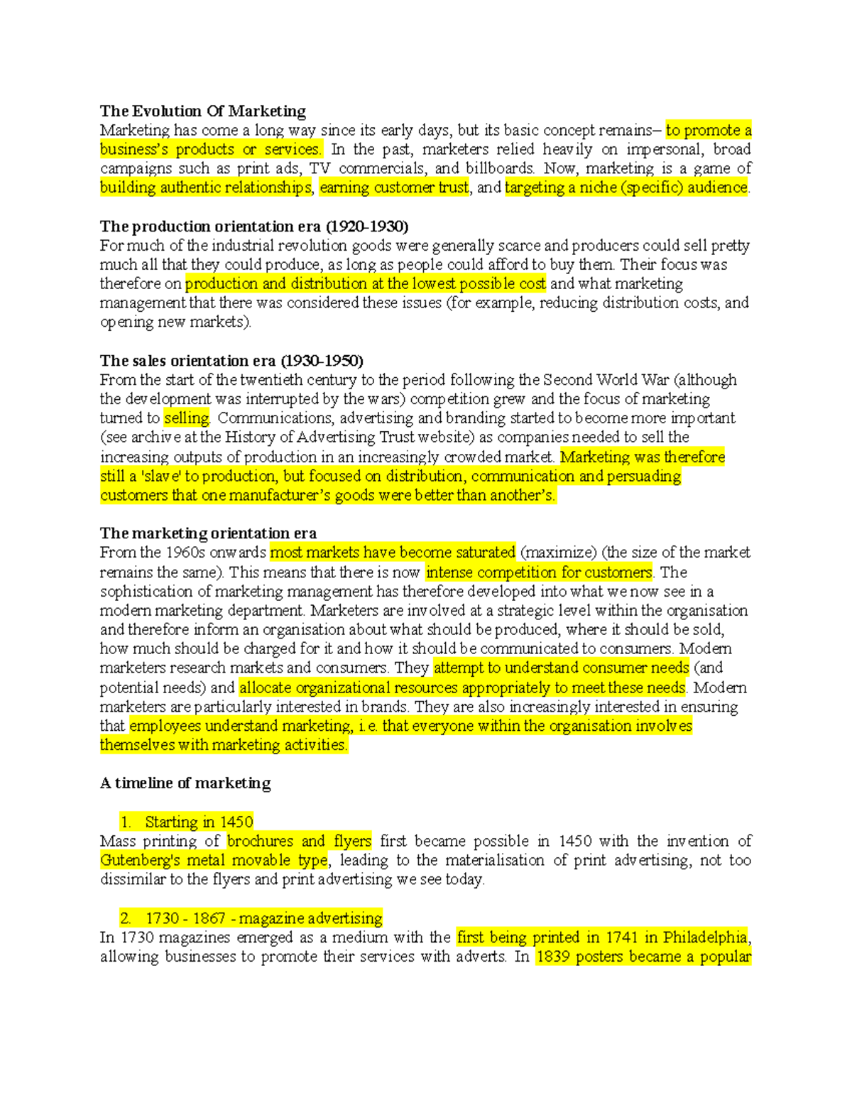 The Evolution Of Marketing - The Evolution Of Marketing Marketing has ...