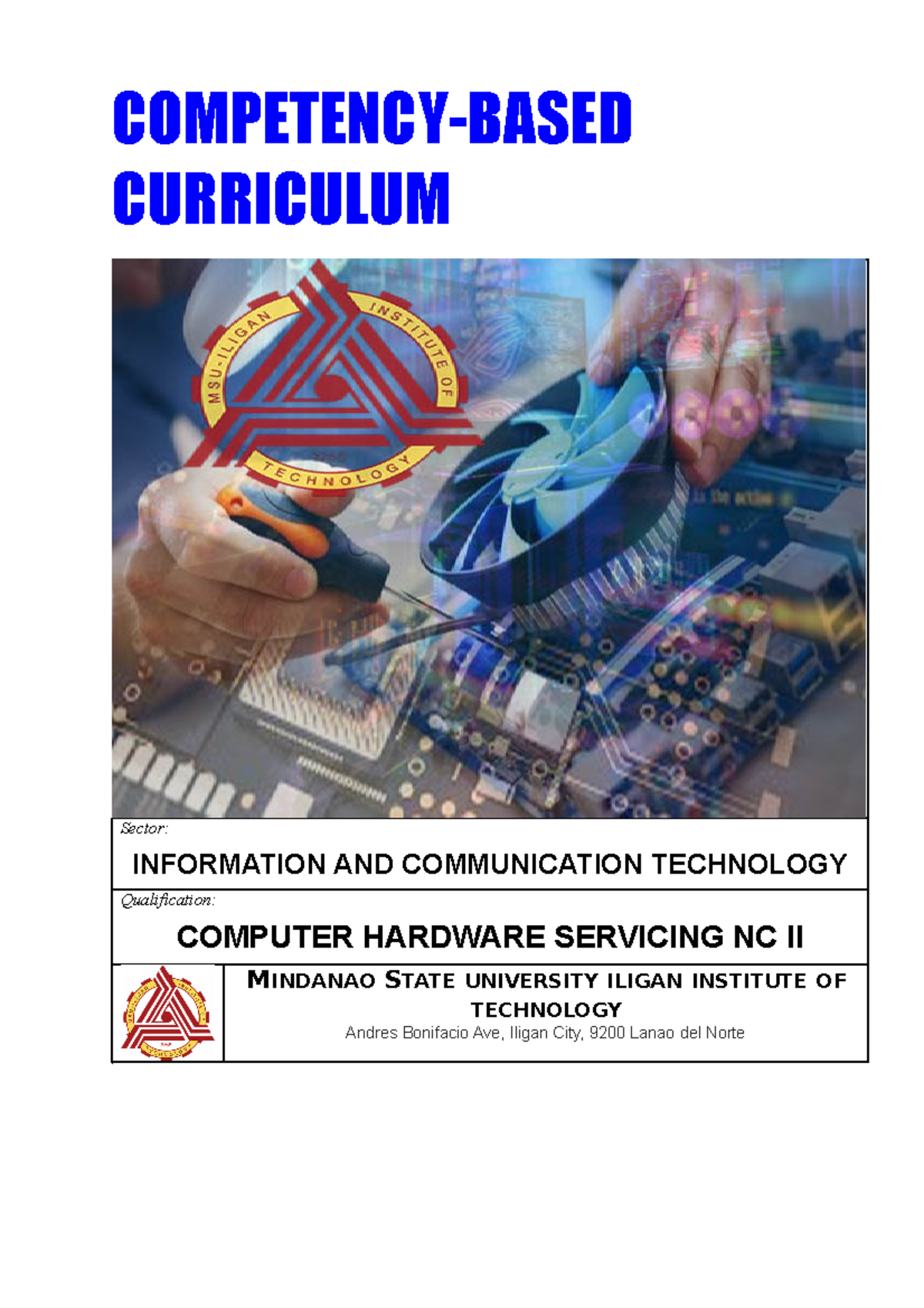 Computer Hardware Servicing CBC - BS Electronics And Communications Engineering - Studocu