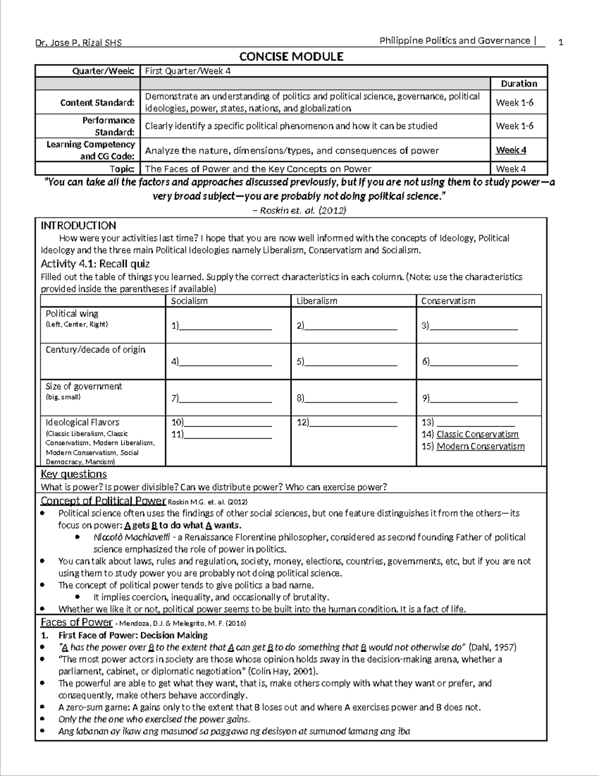 PPG Module Week 4 (Concise) temp - Dr. Jose P. Rizal SHS Philippine ...