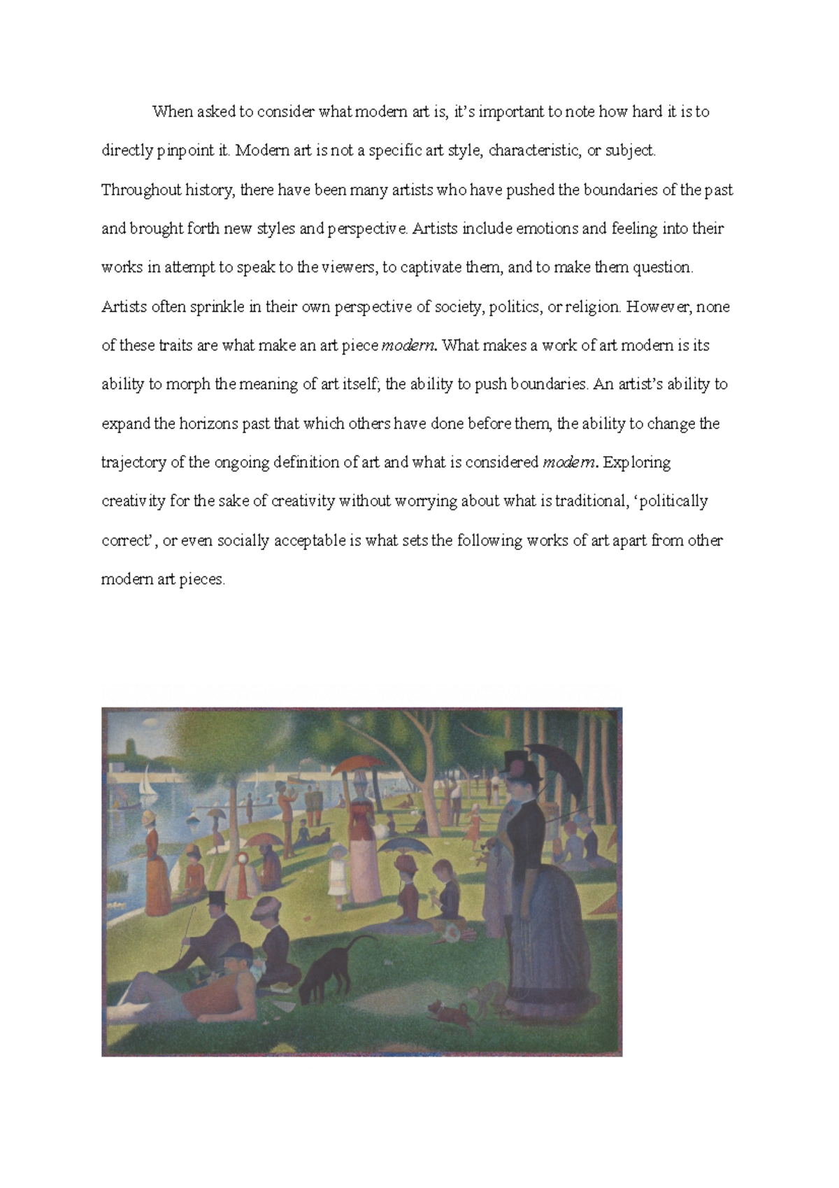 Exploring Modern Art: Boundaries Perspectives and Innovation - Studocu