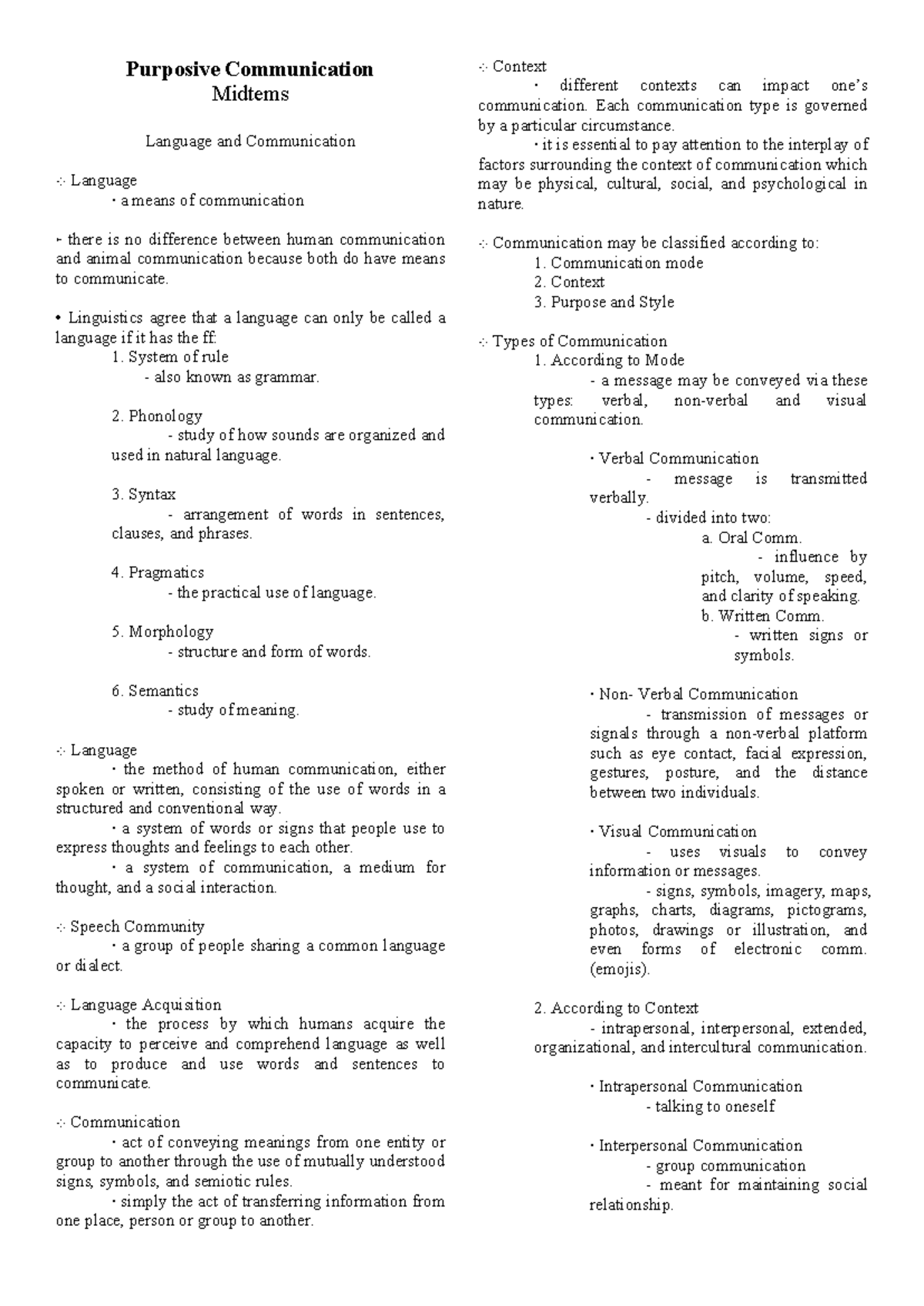 Purcomm - Midterms - Purposive Communication Midtems Language and ...