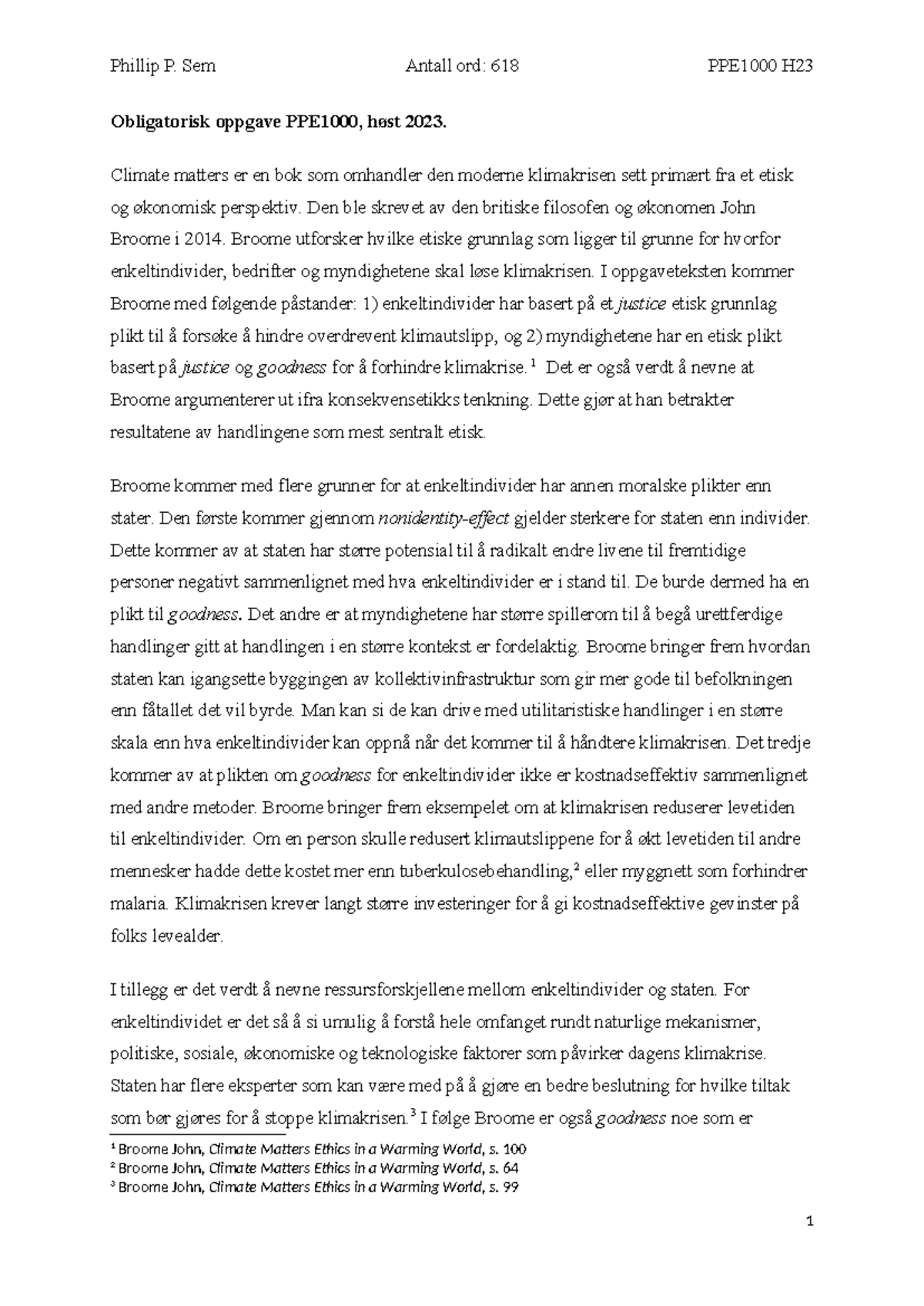 Obligatorisk oppgave PPE1000 - Phillip P. Sem Antall ord: 618 PPE1000 H Obligatorisk oppgave ...