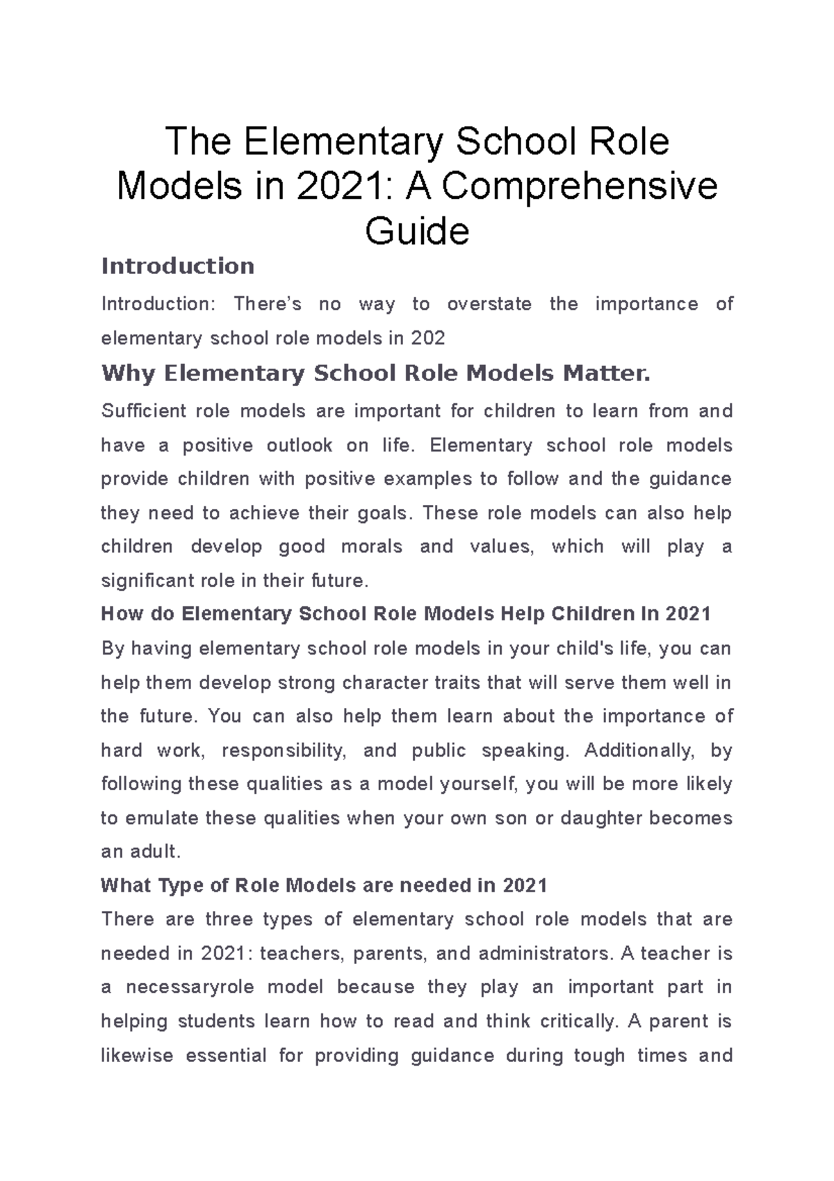 The Elementary School Role Models in 2021 A Comprehensive Guide - The ...