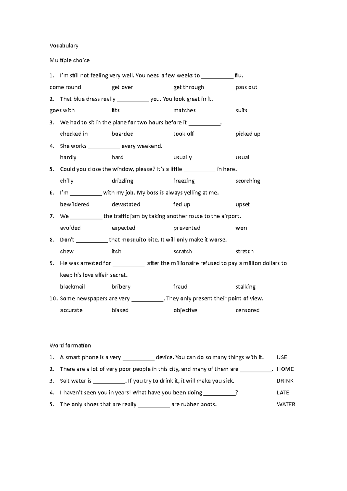 L4 final exam Vocabulary questions - Vocabulary Multiple choice I’m ...