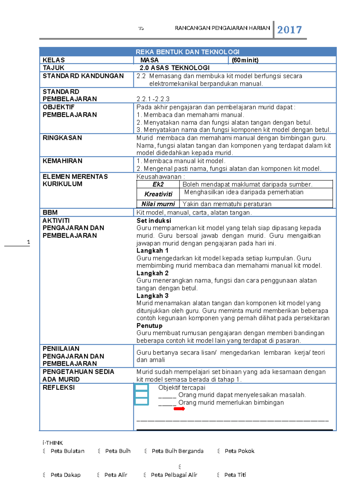 RPH RBT Tahun 5 - note - 1 2017 REKA BENTUK DAN TEKNOLOGI KELAS MASA ...