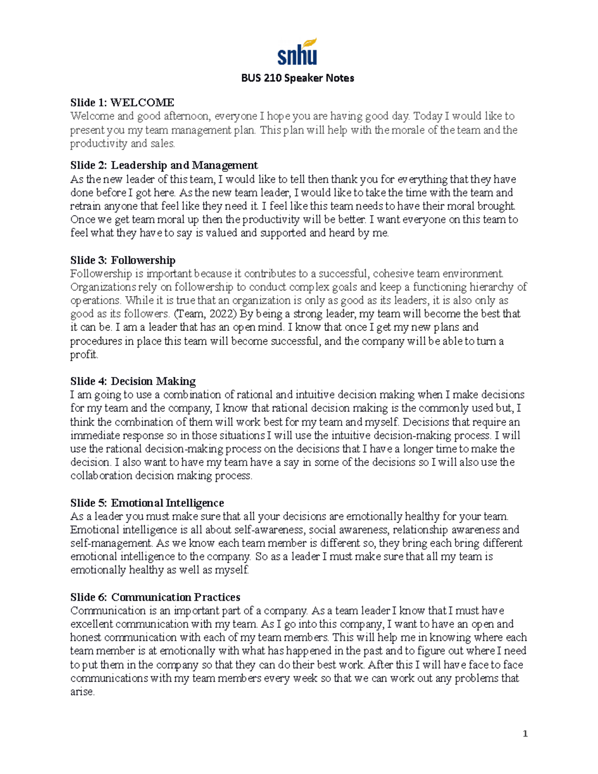 BUS 210 Speaker Notes Template - BUS 210 Speaker Notes Slide 1: WELCOME ...