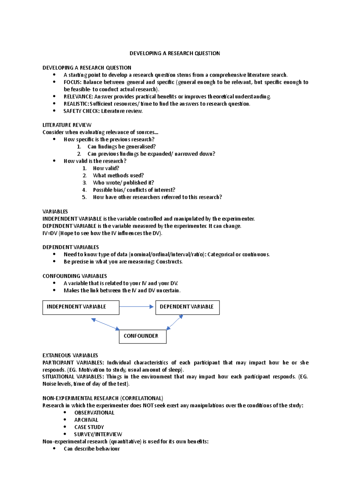 Developing A Psychological Research Question with Statistics ...