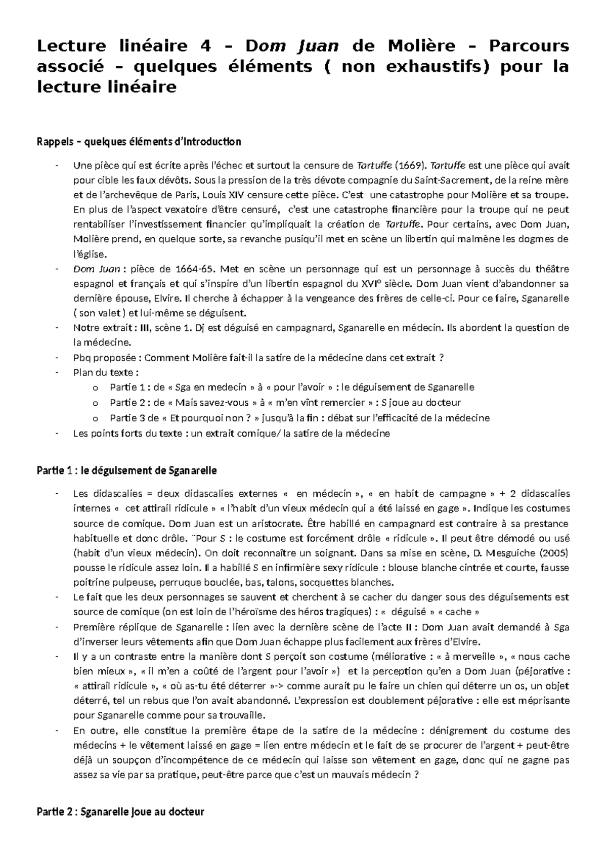 Lecture lineaire 4 dj moliere bac 1eres - Lecture linéaire 4 – Dom Juan ...