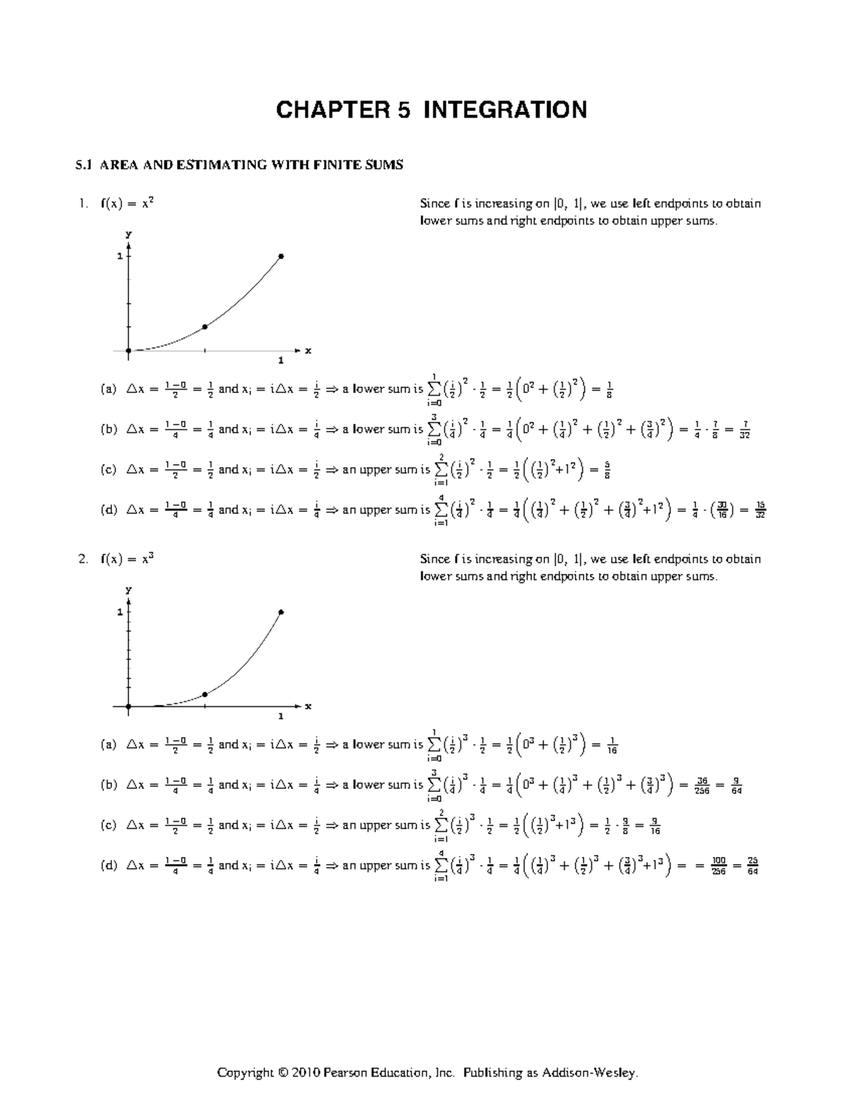 Chapter 5 Integration solved - CHAPTER 5 INTEGRATION 5 AREA AND ESTIMATING WITH FINITE SUMS 1. f ...