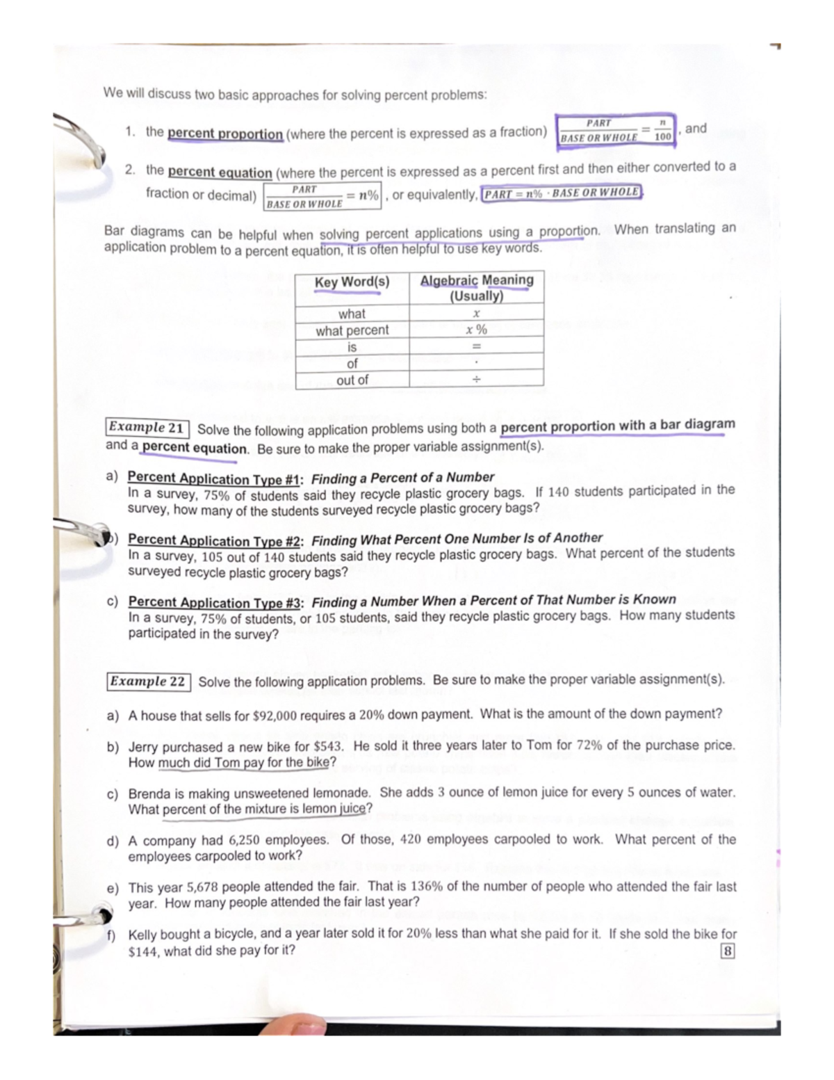 We will discuss two basic approaches for solving percent problems ...
