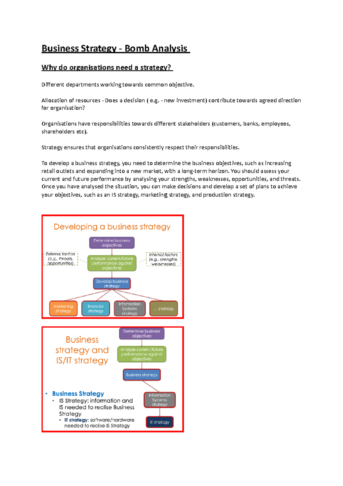 Business Strategy - notes - Business Strategy - Bomb Analysis Why do ...