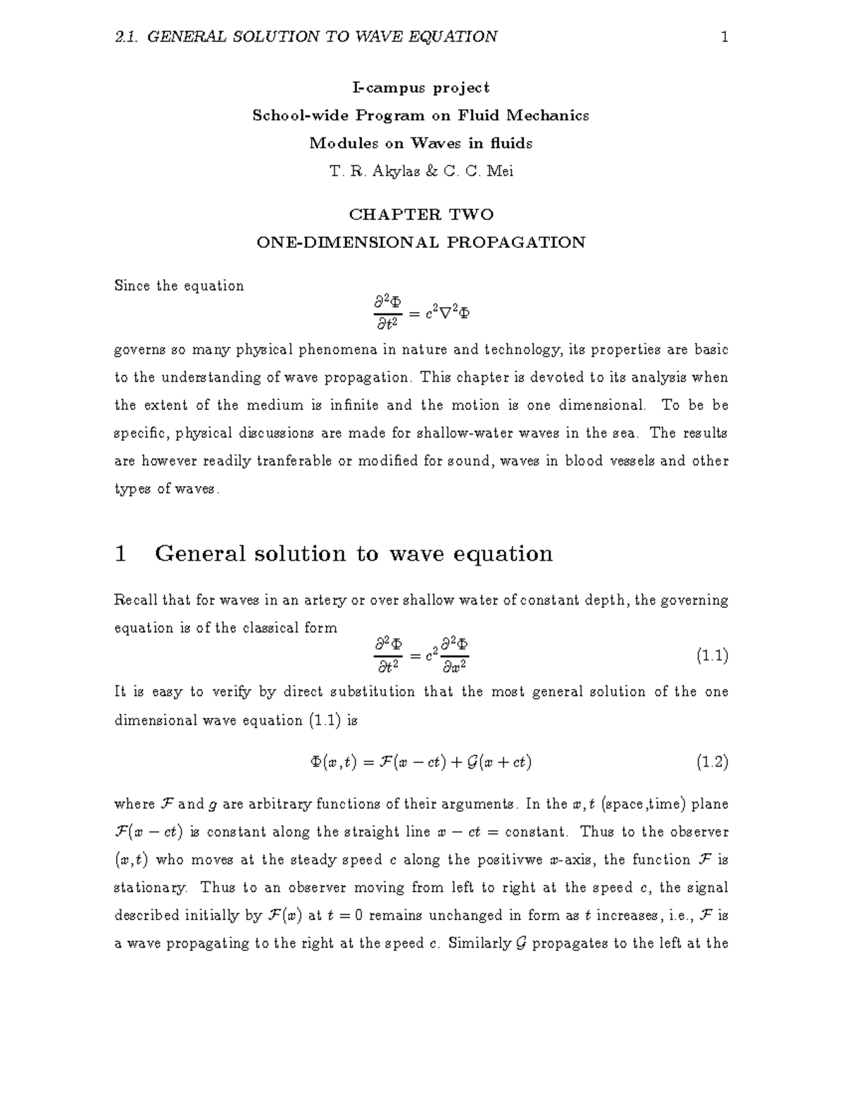 Chap-2 - my notes - 2. GENERAL SOLUTION TO WAVE EQUATION 1 I-campus ...
