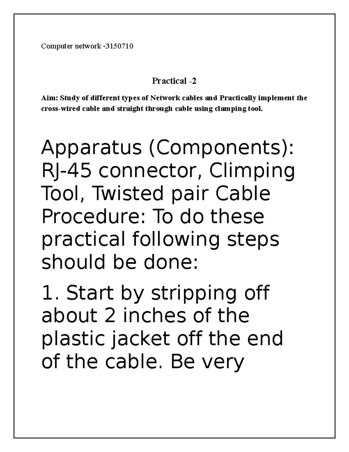 Computer network-2 - Study of different types of Network cables and ...
