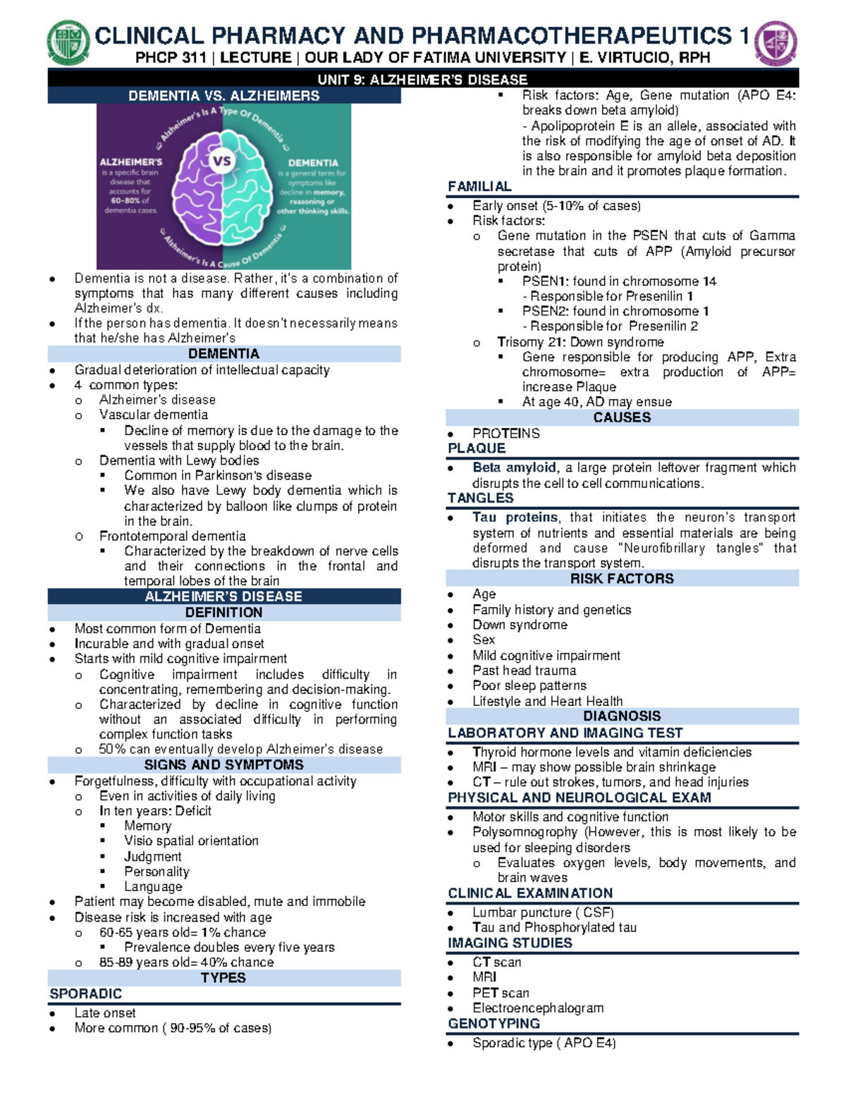 Midterm Final Topics Handouts - CLINICAL PHARMACY AND ...