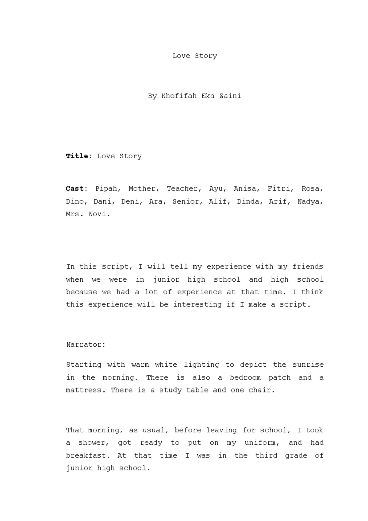 Uas Creative Writing - Love Story By Khofifah Eka Zaini Title: Love ...