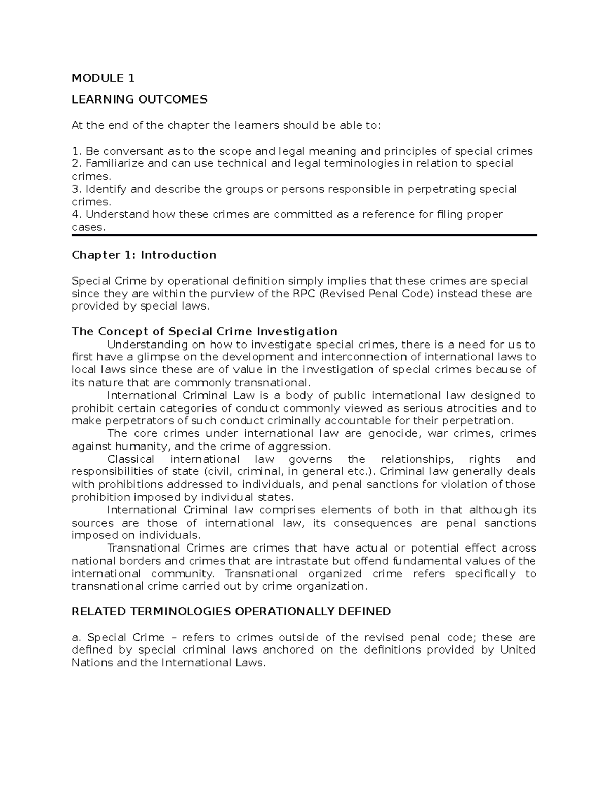 CDI 3 Module 1 TO 3 - my doc - MODULE 1 LEARNING OUTCOMES At the end of ...