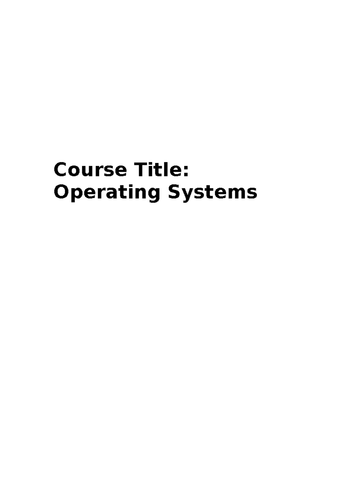Operating Systems MCQ - Course Title: Operating Systems Operating systems (A) enables the ...