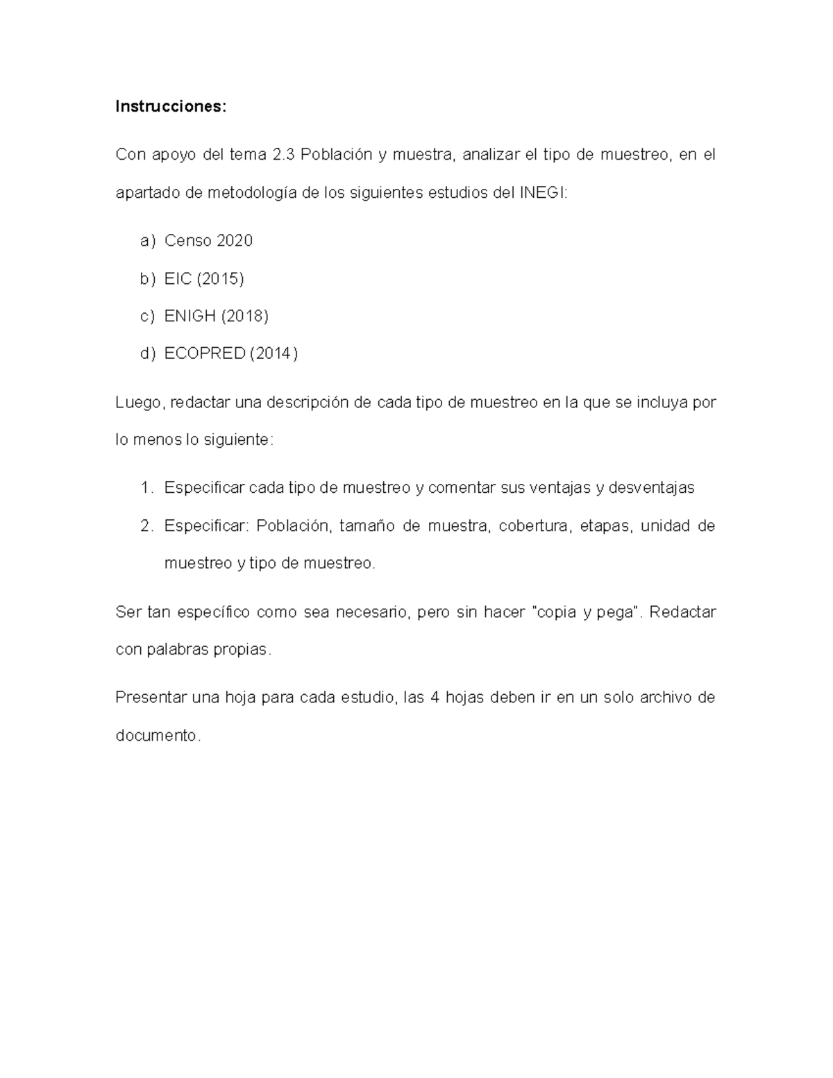 Act2-3-2 Población y muestreo - Instrucciones: Con apoyo del tema 2 Población y muestra ...