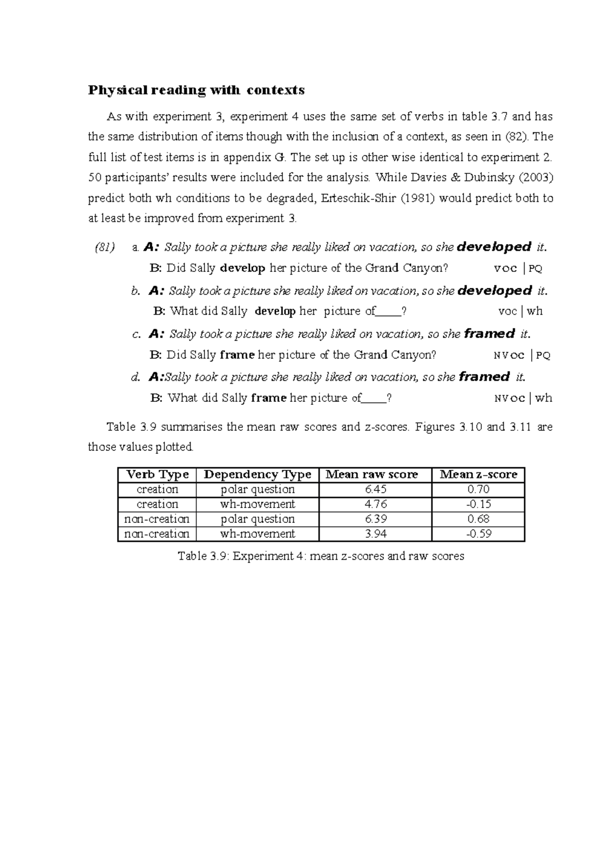 Physical reading with contexts - The full list of test items is in ...