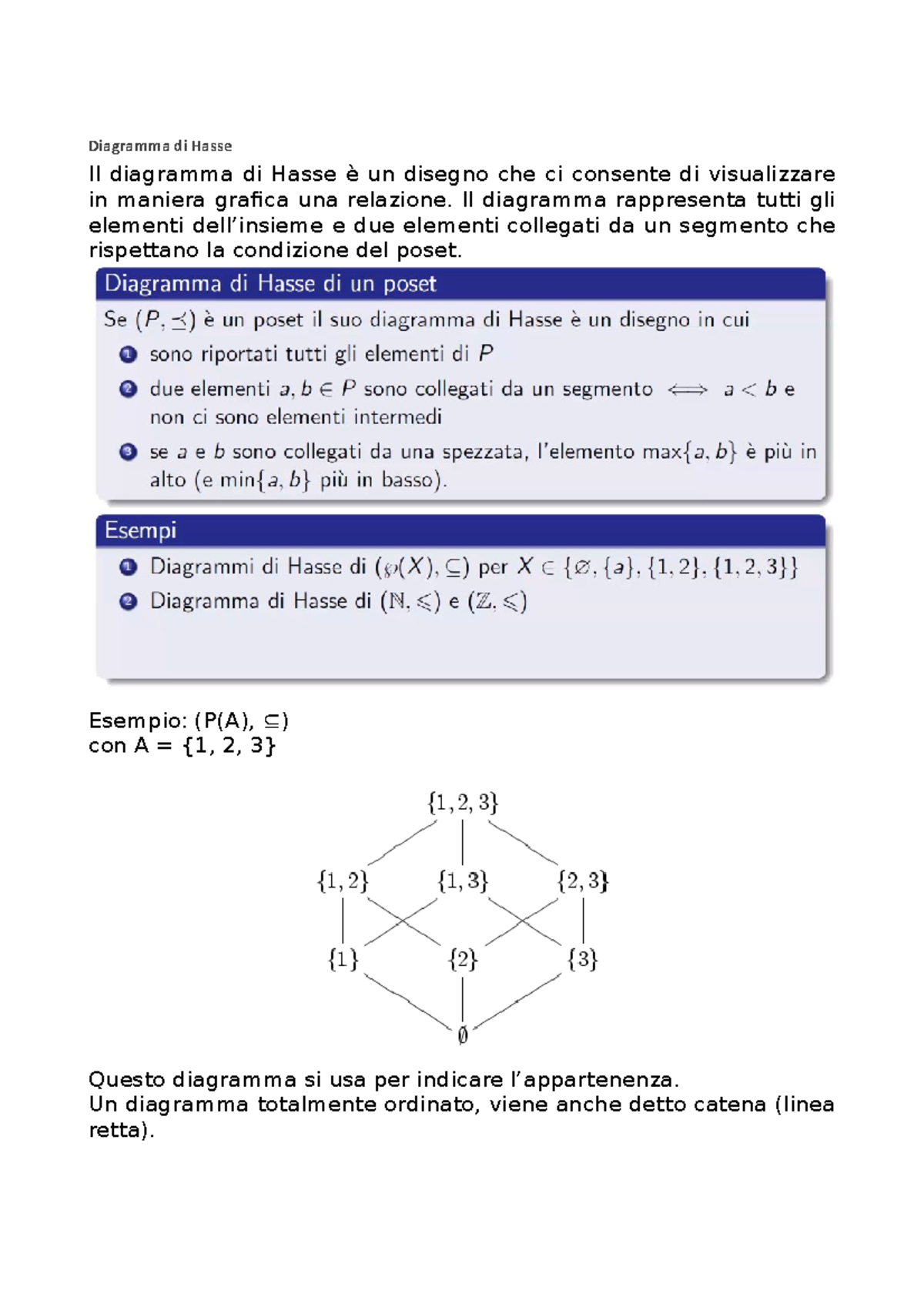 Diagramma di Hasse - matematica discreta - Matematica Discreta ...