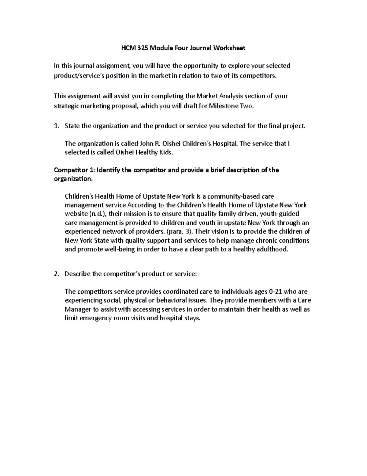 HCM 325 Module Four Journal Worksheet - This assignment will assist you ...