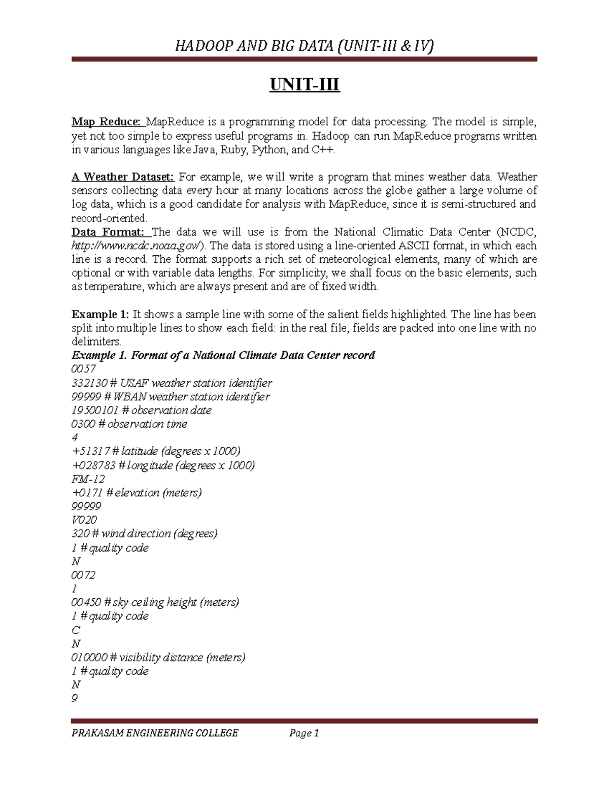 Hadoop UNIT III&UNIT-IV - UNIT-III Map Reduce: MapReduce is a programming model for data ...