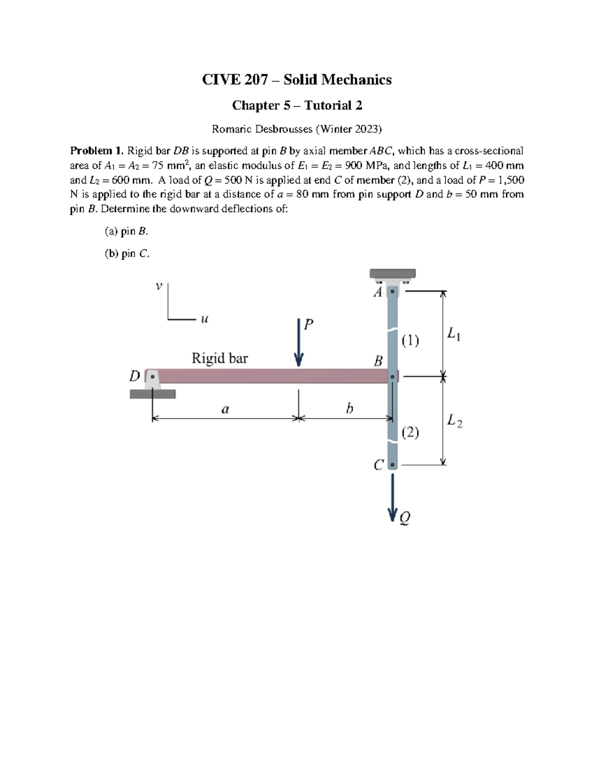 CIVE 207 - Chapter 5 - Tutorial 2 - CIVE 207 – Solid Mechanics Chapter ...