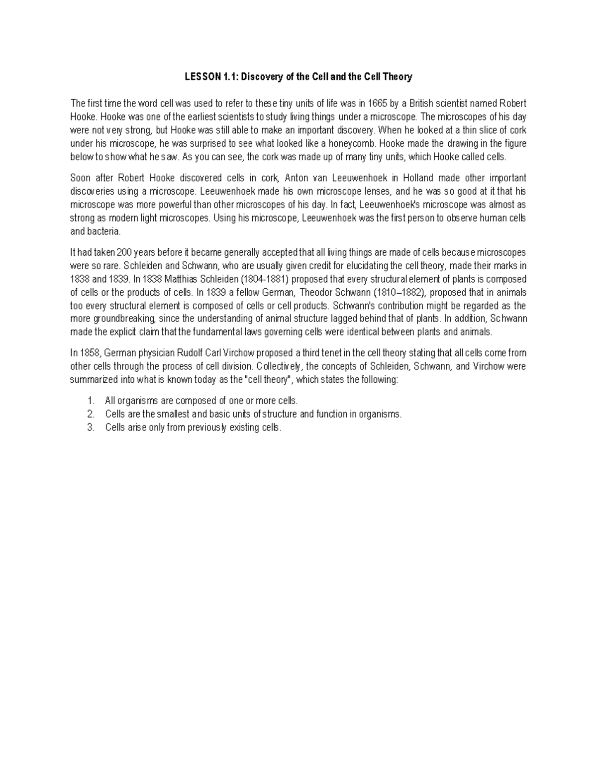 Lesson 1.1 CELL Theory - lkkldjfkldjfklsdjfksdfksdhfkjshfjsdhfsdf ...