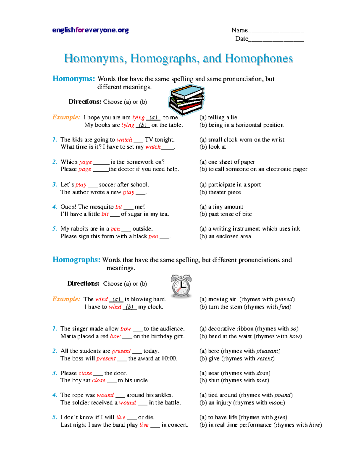 Homonyms, Homographs, Homophones - - Studocu