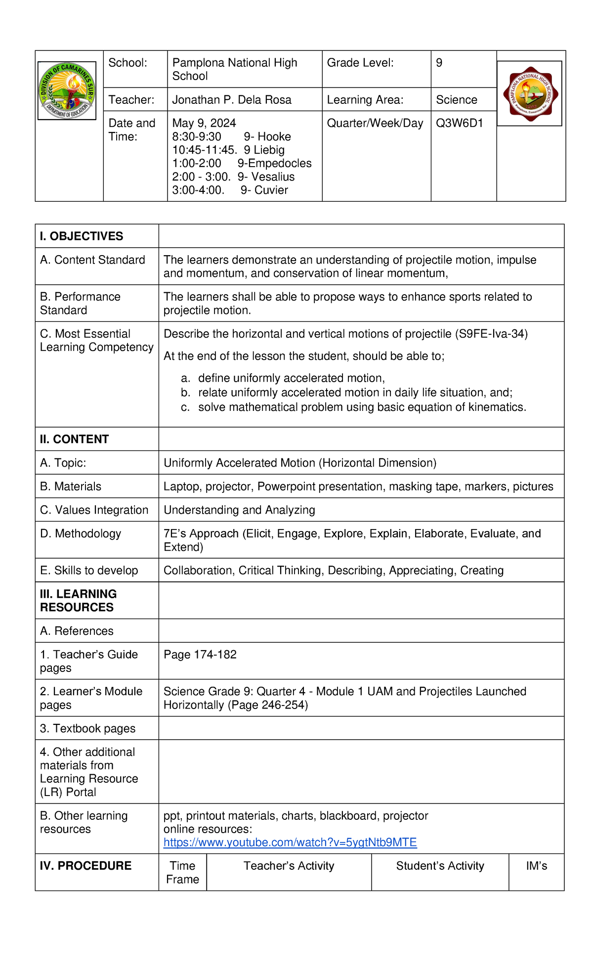 Dela Rosa UAM Horizontal Dimension final Demo - I. OBJECTIVES A ...