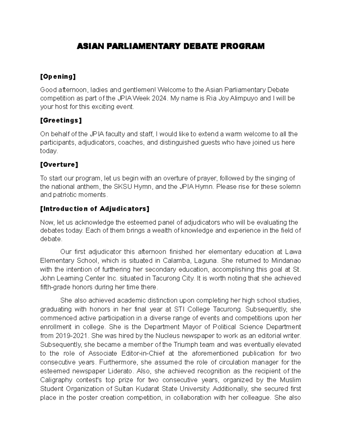 Asian Parliamentary Debate Program - ASIAN PARLIAMENTARY DEBATE PROGRAM ...