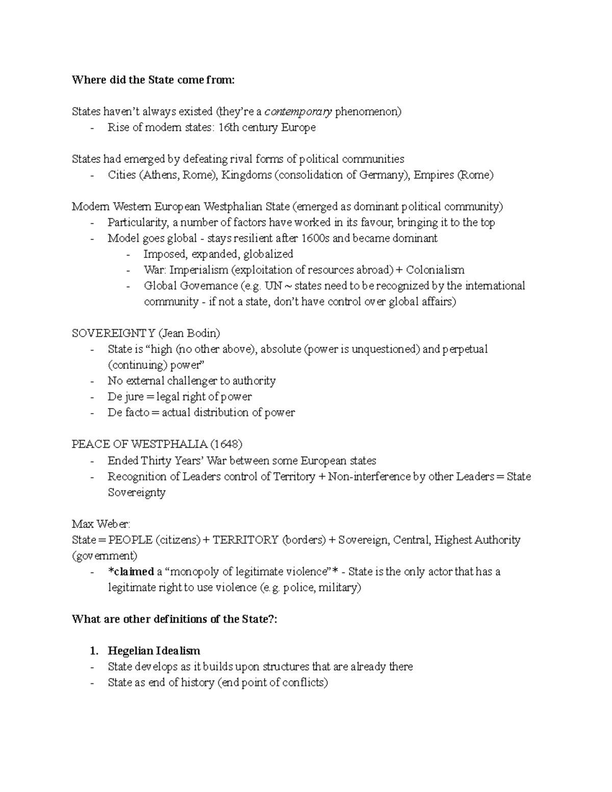 Week 2 - History of the State and Political Obligation - Where did the ...