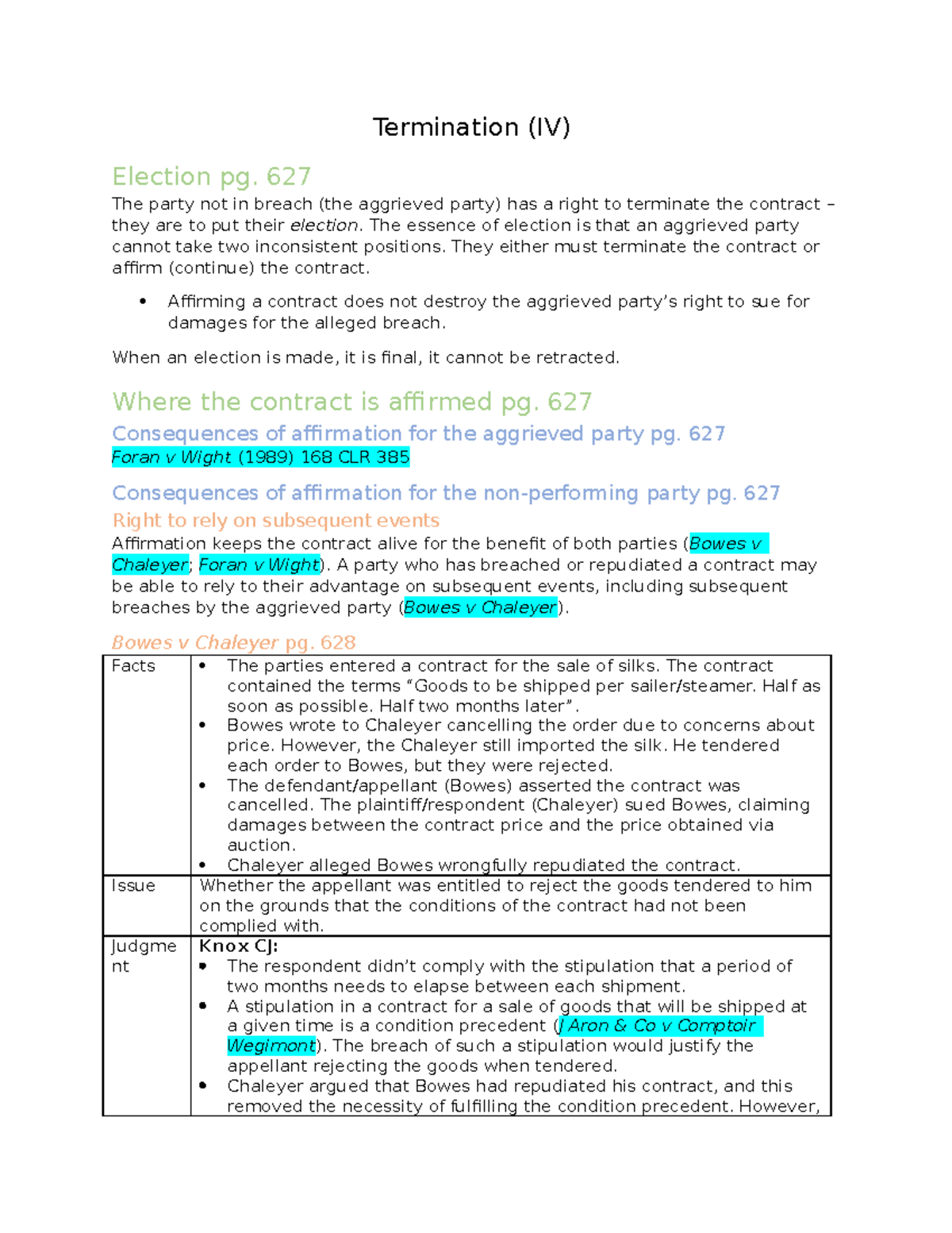 4A - Week 4 Class 1 Notes - Termination (IV) Election pg. 627 The party ...