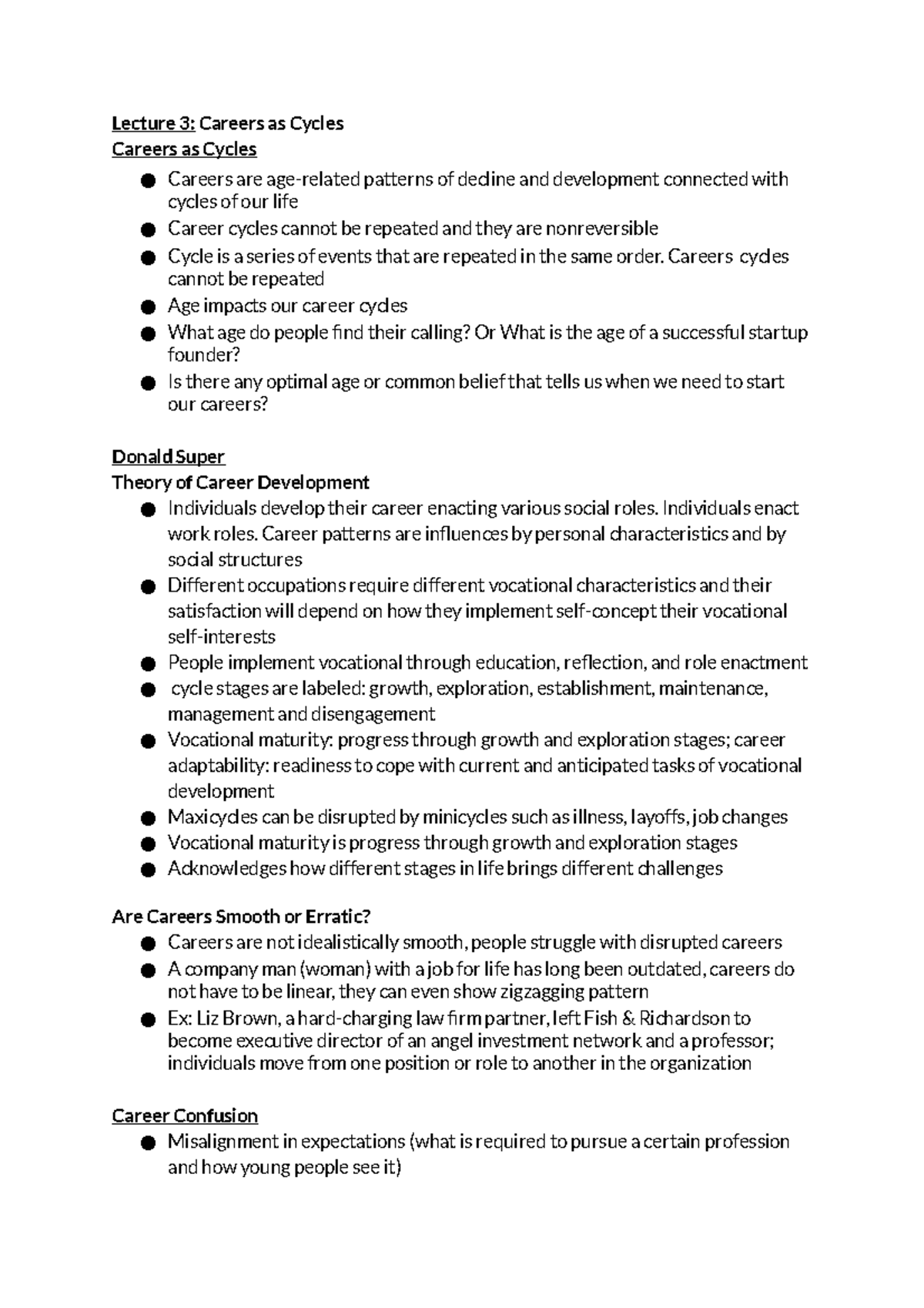 Career Management - Lecture 3 - Lecture 3: Careers as Cycles Careers as ...