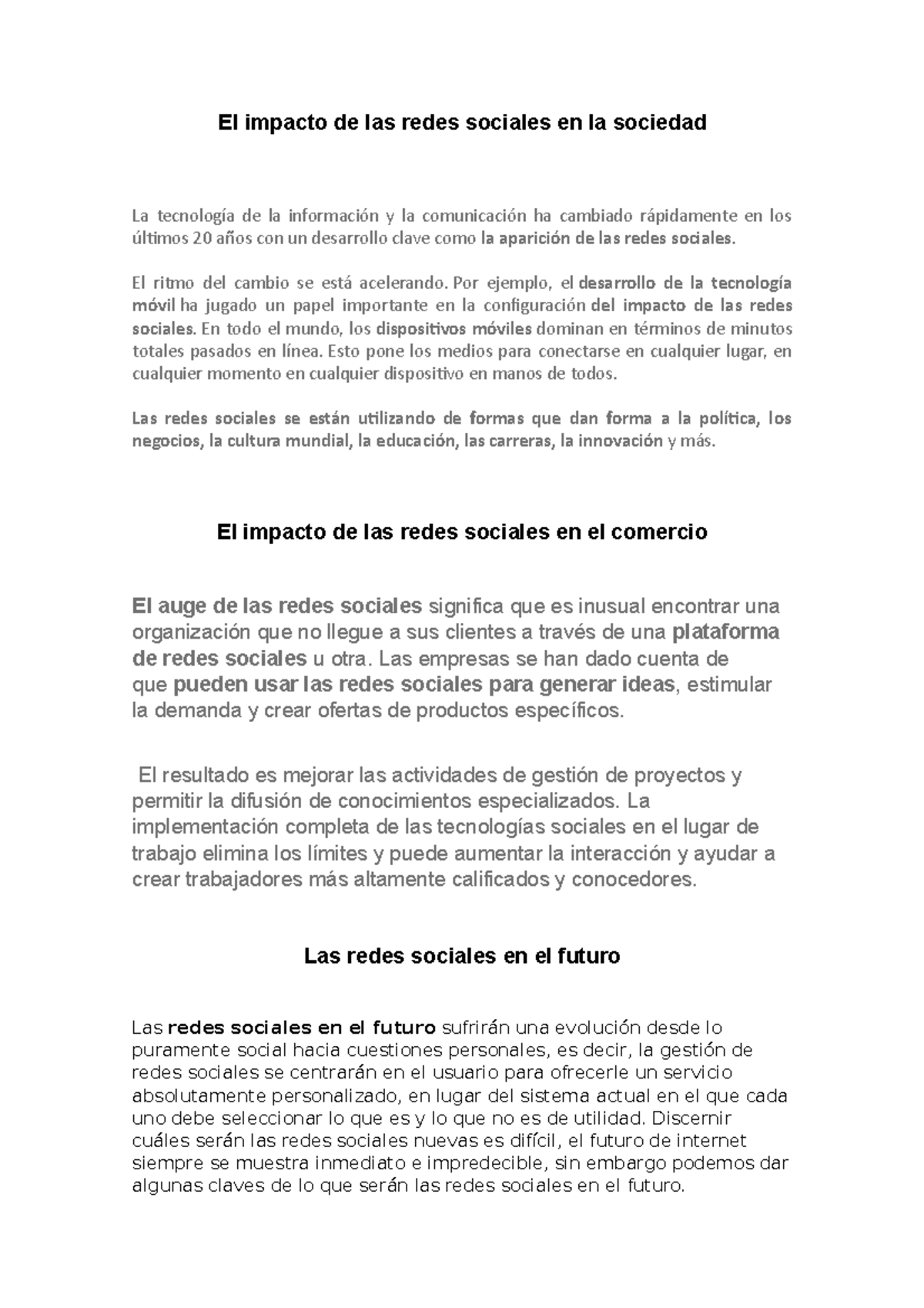 Impacto redes sociales - El impacto de las redes sociales en la ...