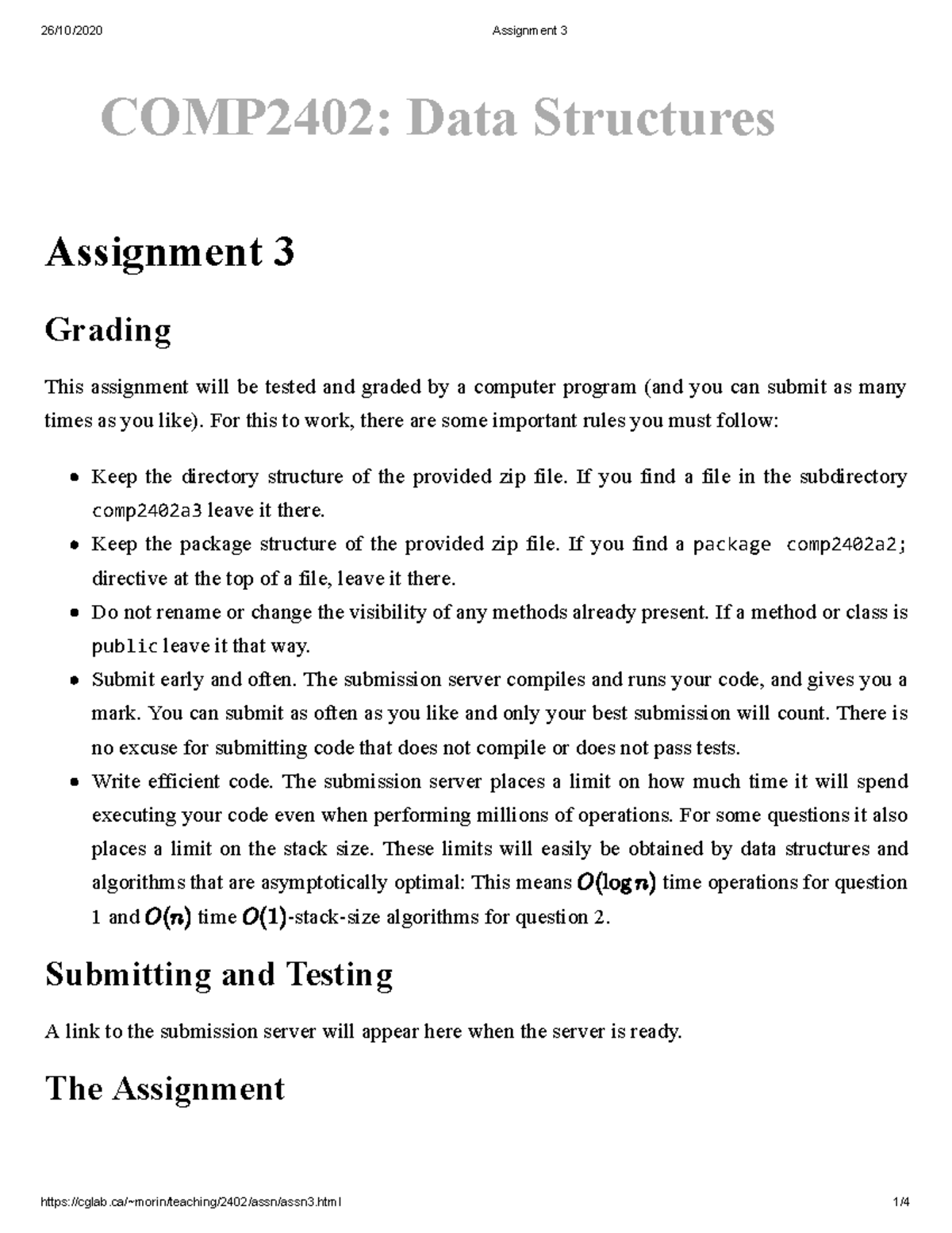 Assignment 3 Skip List Comp2402 Data Structures Assignment 3 Grading This Assignment Will Be