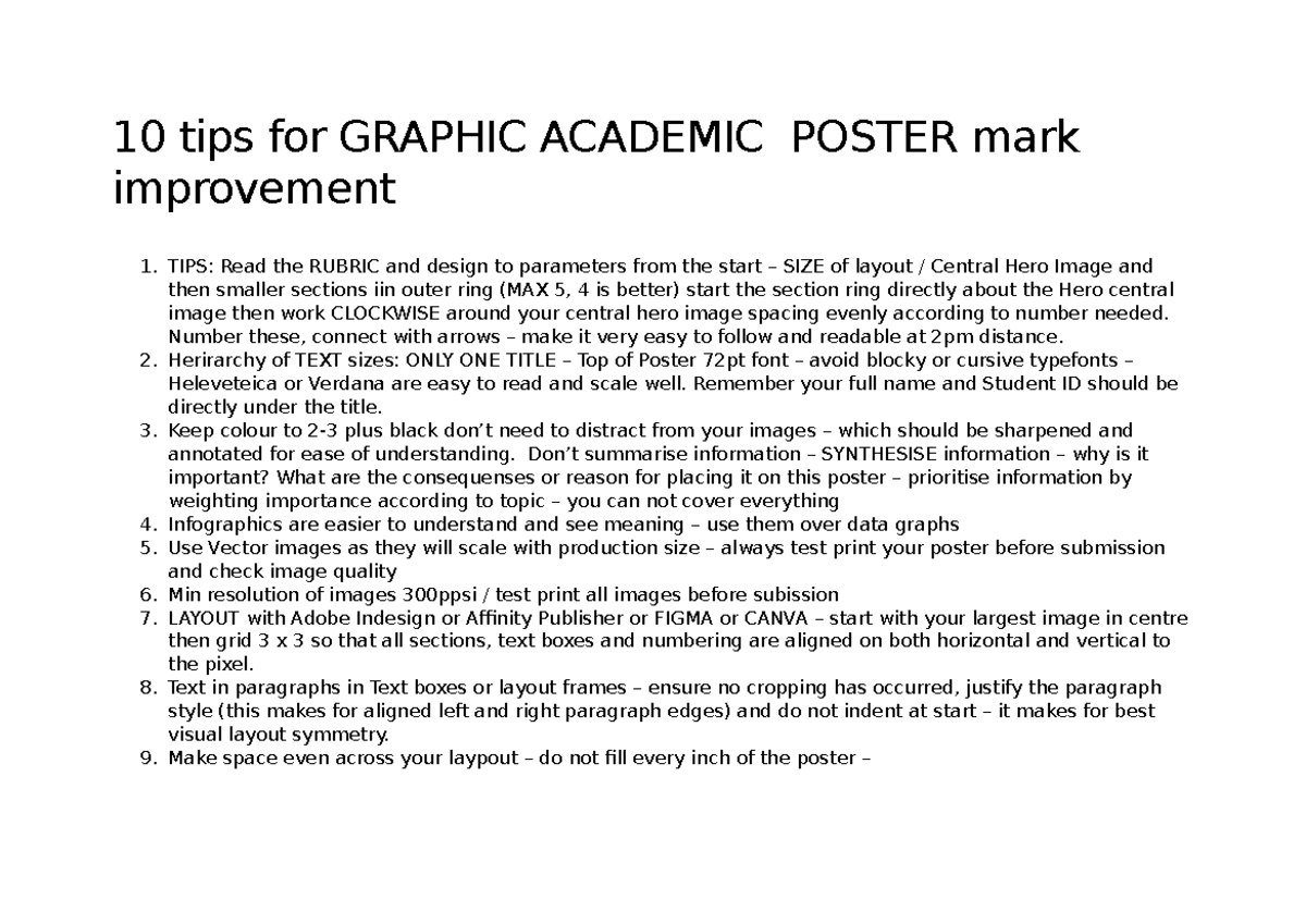 Graphic academic Poster 10TIPS Grade Improver - 10 tips for GRAPHIC ...