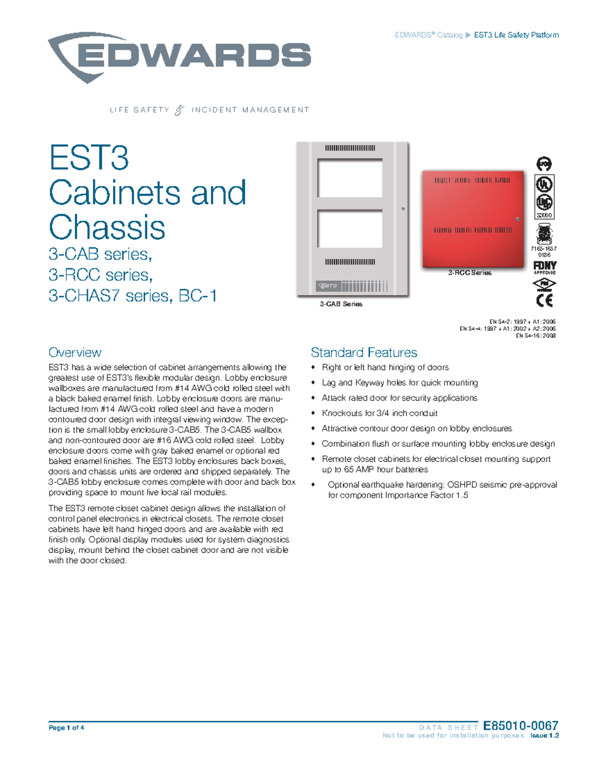 13) 3-CAB14DR - Sistema de detección de incendio - ####### EDWARDS® Catalog u EST3 Life Safety ...