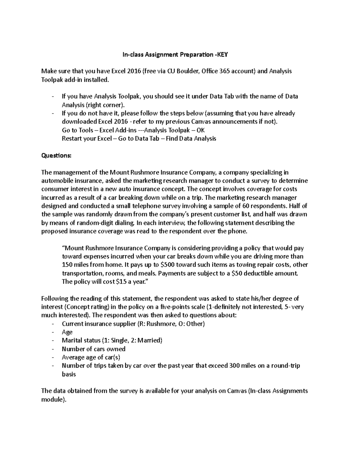 Key In-class Assignment # 1 Prep questions - In-class Assignment ...