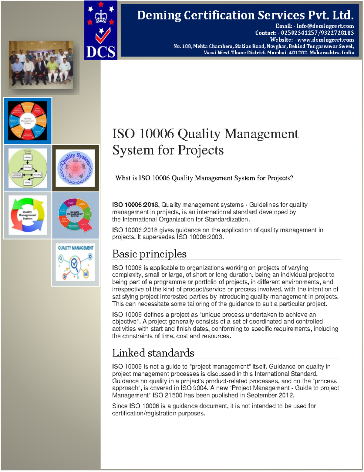 Iso 10006 quality management system for projects - ISO 10006 Quality Management System for ...