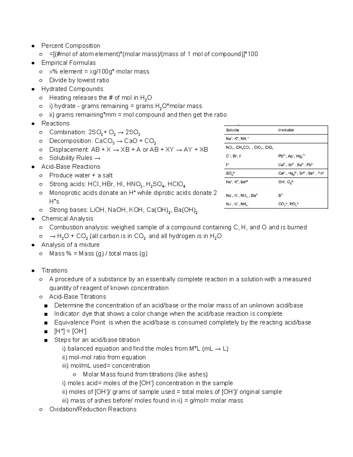 Chem 1211 notes - Dr. West - Percent Composition =[(#mol of atom ...