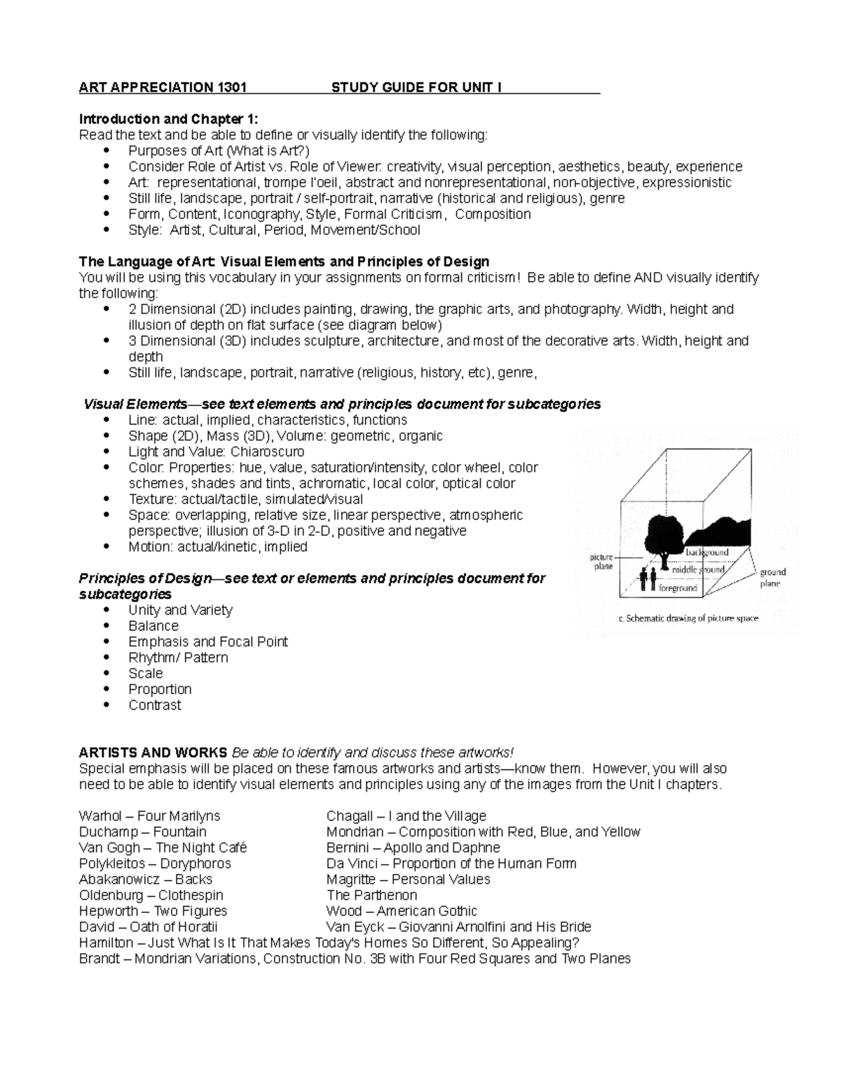 Collin College ARTS 1301 Study Guide Unit 1 - ART APPRECIATION 1301 ...