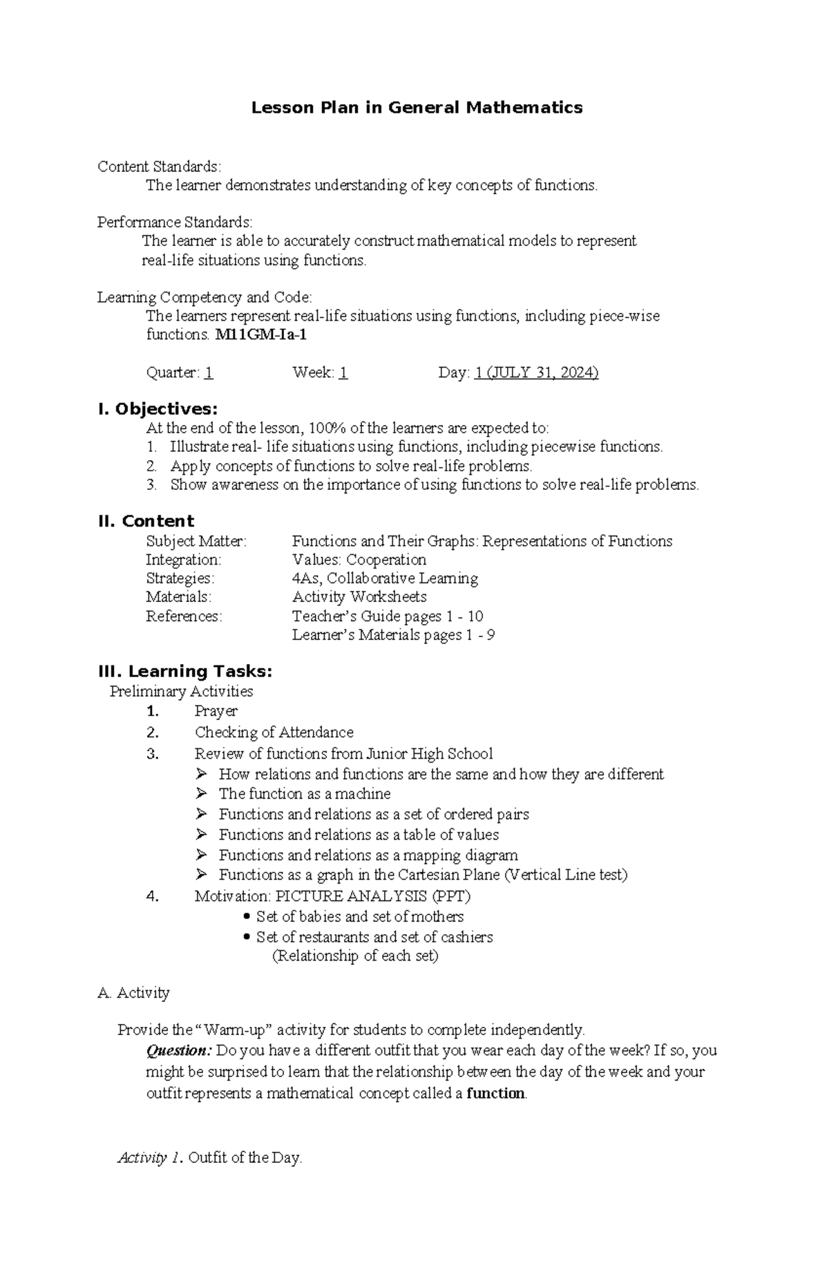 M11GM-Ia-1234 - math - Lesson Plan in General Mathematics Content ...